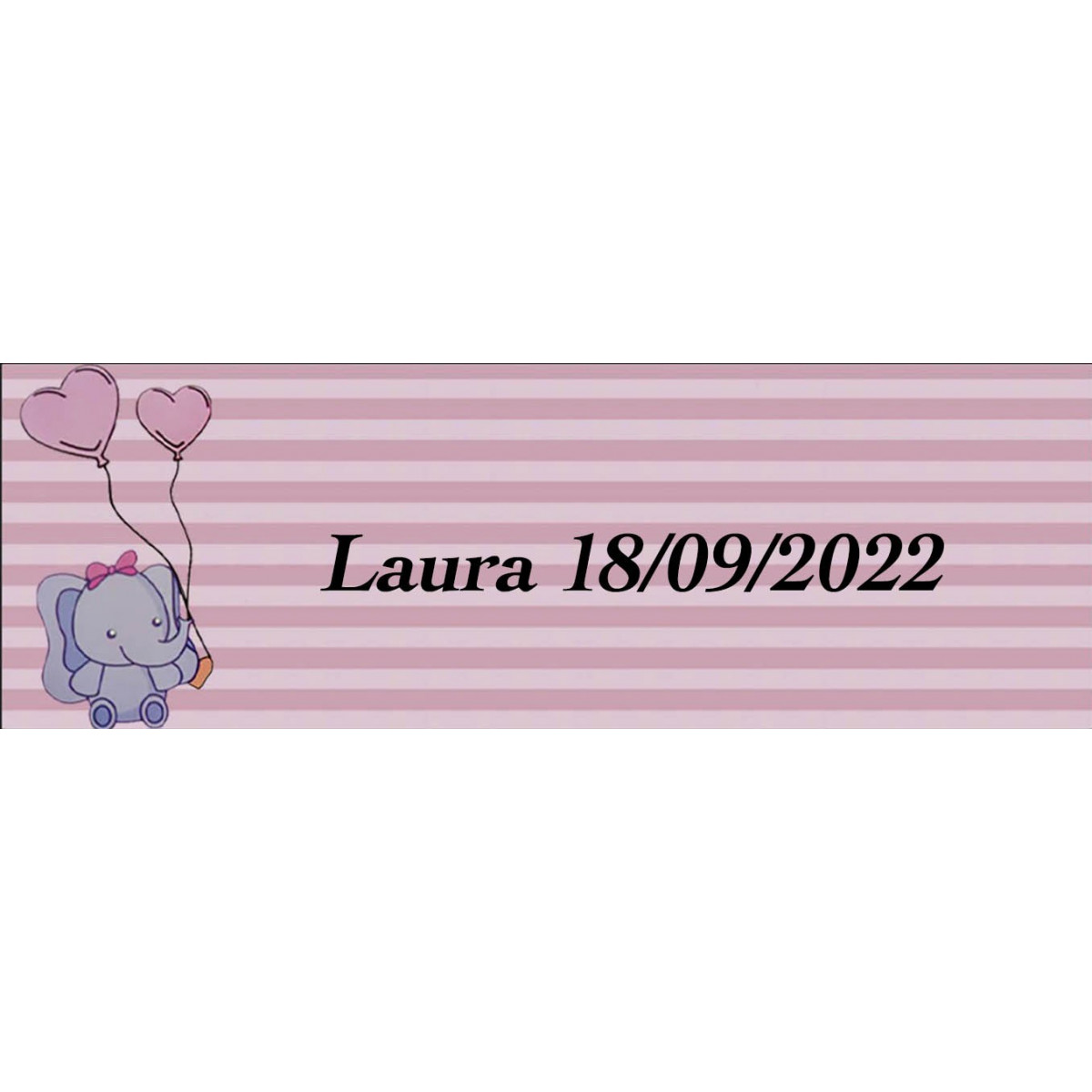 Adesivo Elefante Rosa Retangular Personalizado
