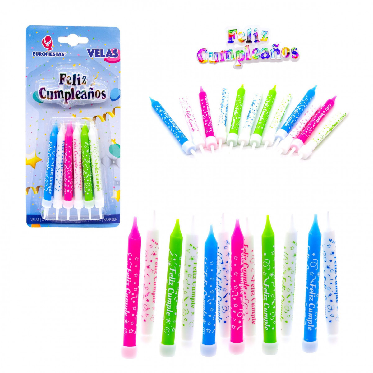 Velas Impressas Feliz Aniversario Coloridas