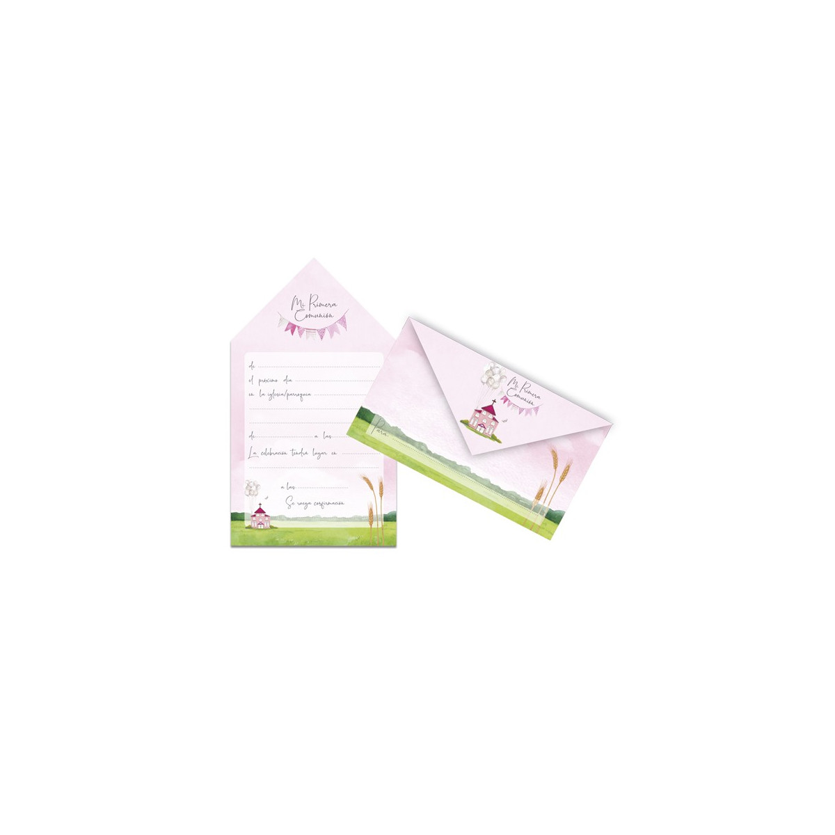 Blister 10 Convite Envelope Comunhão Igreja Menina