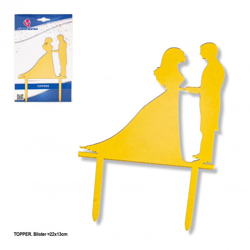 Topper Casal Casamento Ouro Liso