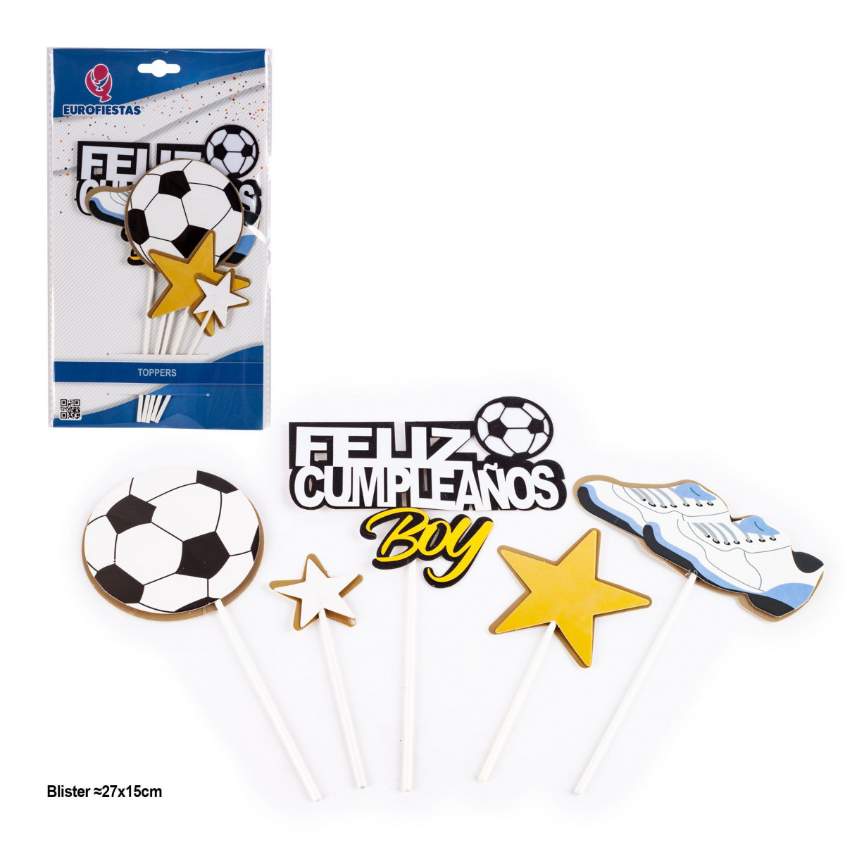 Topper De Aniversário Com Tema Futebol Em Pacote De 5 Peças