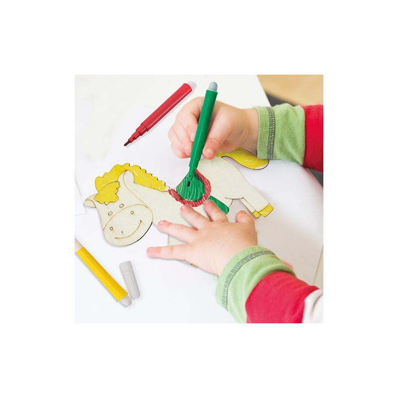 Figuras De Madeira Para Colorir Com Marcadores Em Bolsa Com Adesivo ...